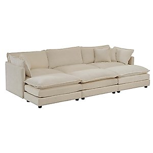 Oversized Minimalist Modular Sectional Sofa with Ottomans, U Shaped Convertible Cloud Couch with Throw Pillows,Deep Seat Chenille Upholstery Sofa&Couch for Living Room Office Apartment