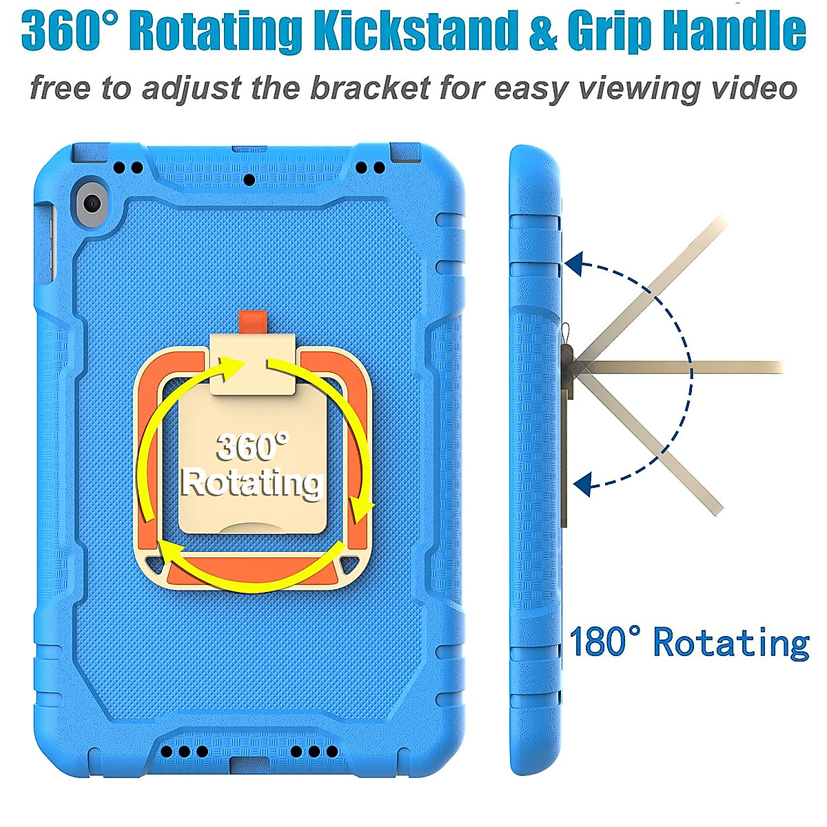 BMOUO iPad 8th/7th Generation Case for Kids,Built-in Screen Protector,Shockproof Case for New iPad 10.2” 2021/2020/2019 (8th Gen/7th Gen),Blue