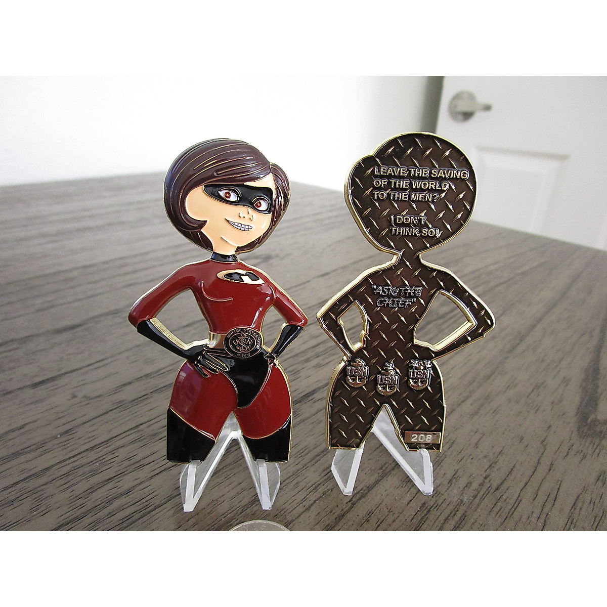 United States Navy Superhero Elastigirl Mrs Incredibles Leave Saving The World to The Men I Don't Think So! Ask The Chief Serialized Challenge Coin