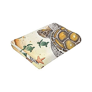 Beach Turtles Fleece Throw Blanket Soft Lightweight Warm Cozy Plush Blanket for Couch Bed Sofa 80"X60"