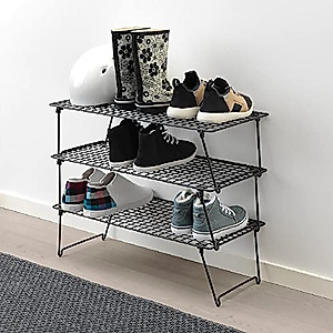 I-K-E-A GREJIG Foldable & Stackable Steel Shoe Rack Mesh Shelf Storage Organizer Stand 22 7/8x10 5/8x6 3/4 inches Black