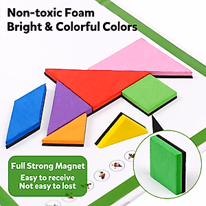 Travel Tangram Puzzle Car Game Magnetic Pattern Blocks Road Airplane Trip Essentials Activities Montessori Educational Toys Brain Teasers Book for Age 4-8 Kids Boys Girls Toddler (368 Solution)