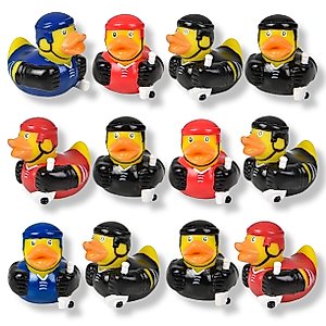 Cool Sport Themed Rubber Ducks (2") (12 Pack) Cute Duckies Bath Tub Pool Toys. (Hockey)
