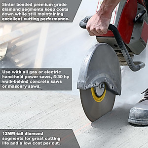 Delta Diamond Cougar HS 12 inch Diamond Blade, Premium, Segmented, General Purpose Dry or Wet Cutting of Concrete, Block, Paver, Brick (12" X 1"-20mm Arbor)