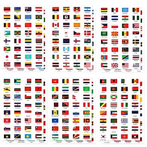 BENBO 384Pcs World Flag Stickers Flag Stickers Country Sticker Country Flags of The World Sticker 192 Countries Flag Stickers for School, Journal, Scrapbook