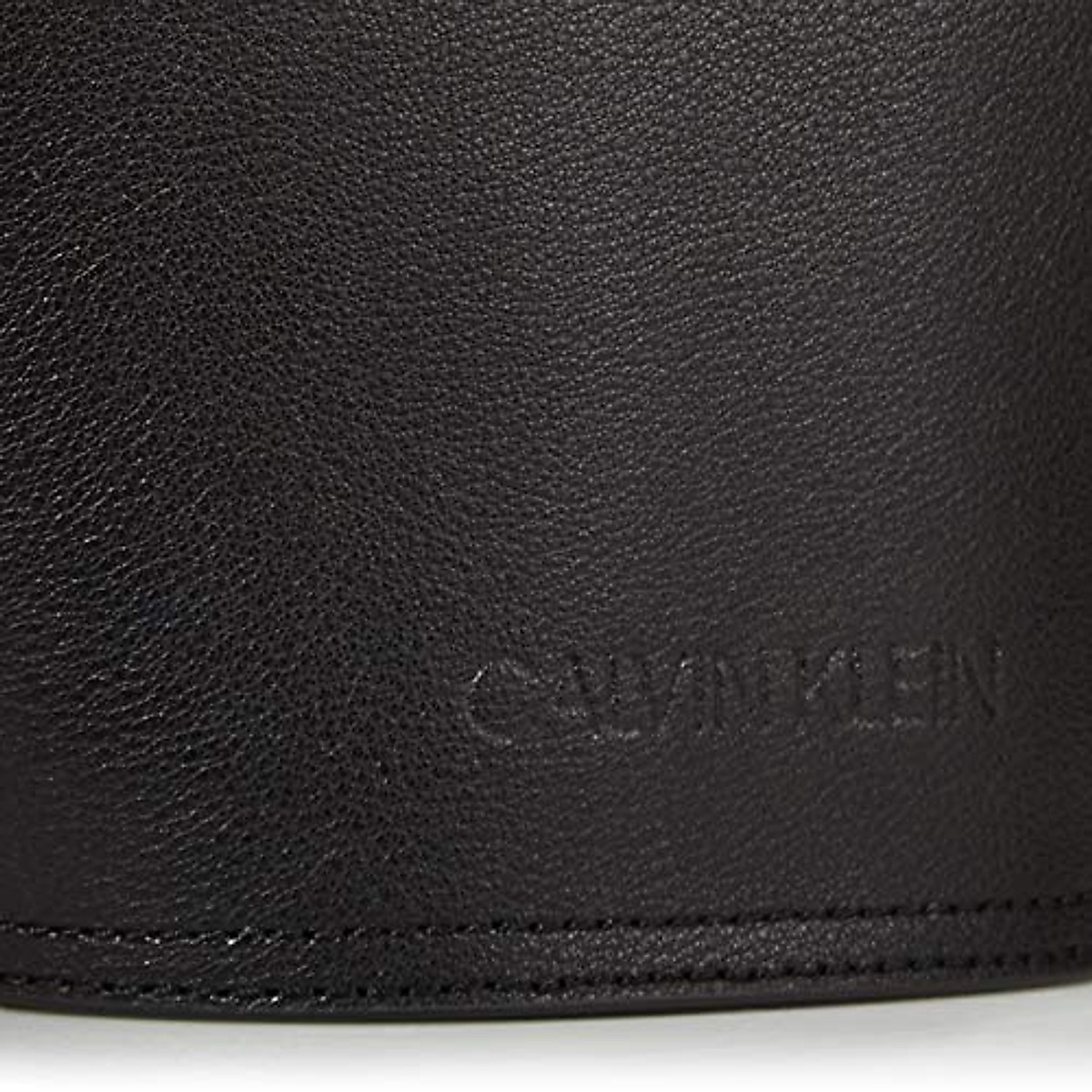Calvin Klein Statement Series Lock Daytonna Leather North/South Top Zip Crossbody, Black/Gold