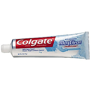 Colgate Max Clean Whitening Foaming Toothpaste with Fluoride, Effervescent Mint, 6 Ounce, 4 Pack
