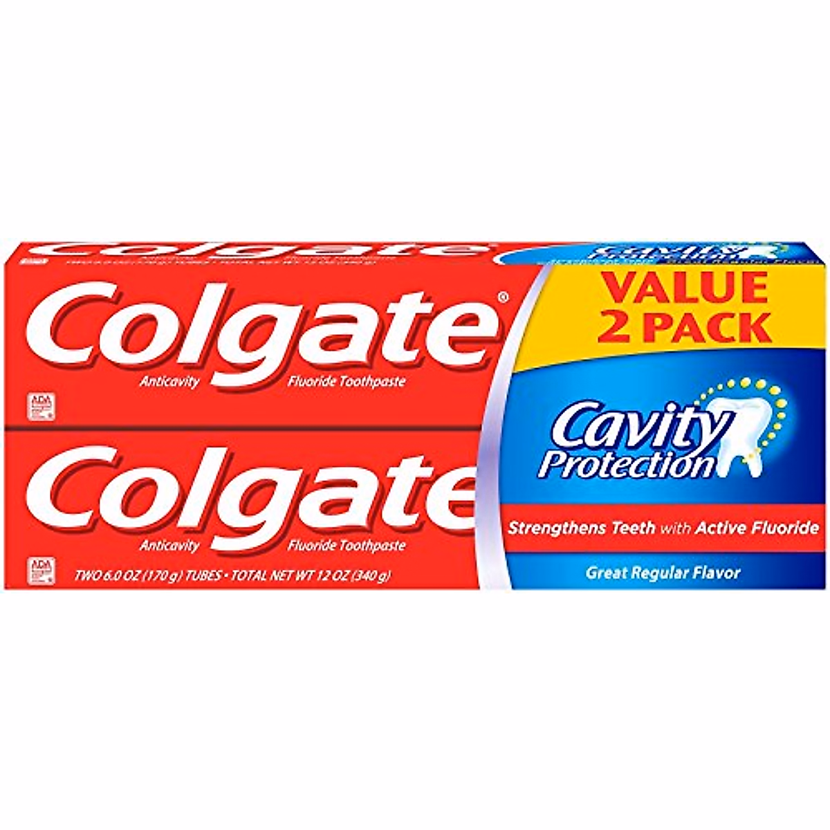 Colgate Cavity Protection With Active Fluoride Toothpaste, Value Pack, 6 Oz, 2 Ea, 6 Oz