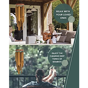 Nalulu Classic Bamboo Wind Chimes - Outdoor Wood Wooden Windchimes, Small Medium Large, Handcrafted with Calming Deep Tones, Ideal Home Decor or Gift for Any Occasion (Small)