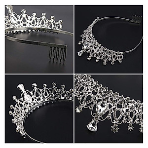 AOPRIE 1980s Tiaras and Crowns for Women Silver Princess Tiara for Little Girls Crystal Crowns and Tiaras Hair Accessories for Wedding Prom Bridal Birthday Party Halloween Costume Christmas Gifts