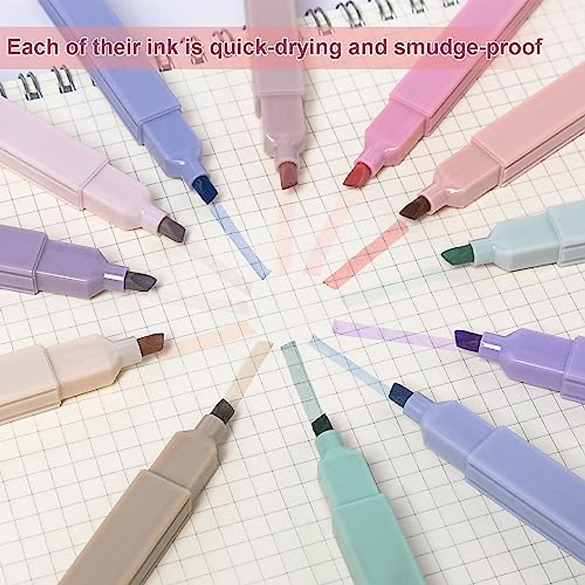 Drawdart Highlighters - Cute 12pcs Pastel Set for Study