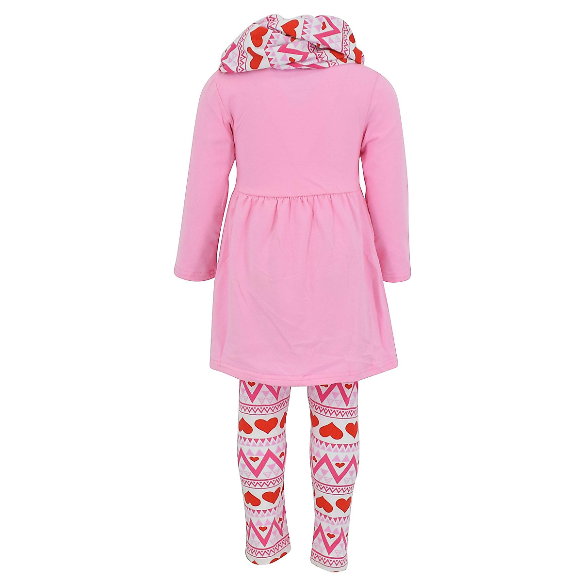 Unique Baby Girls Toddler 3 Piece Valentines Day Matching Heart Print Legging Set (9t, Pink)