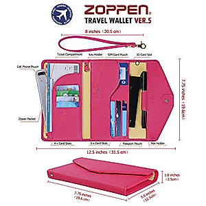 ZOPPEN Passport Holder for Women Travel Wallet Rfid Blocking Passport Cover Document Organizer Strap Ver.5, 18 Rose Gold