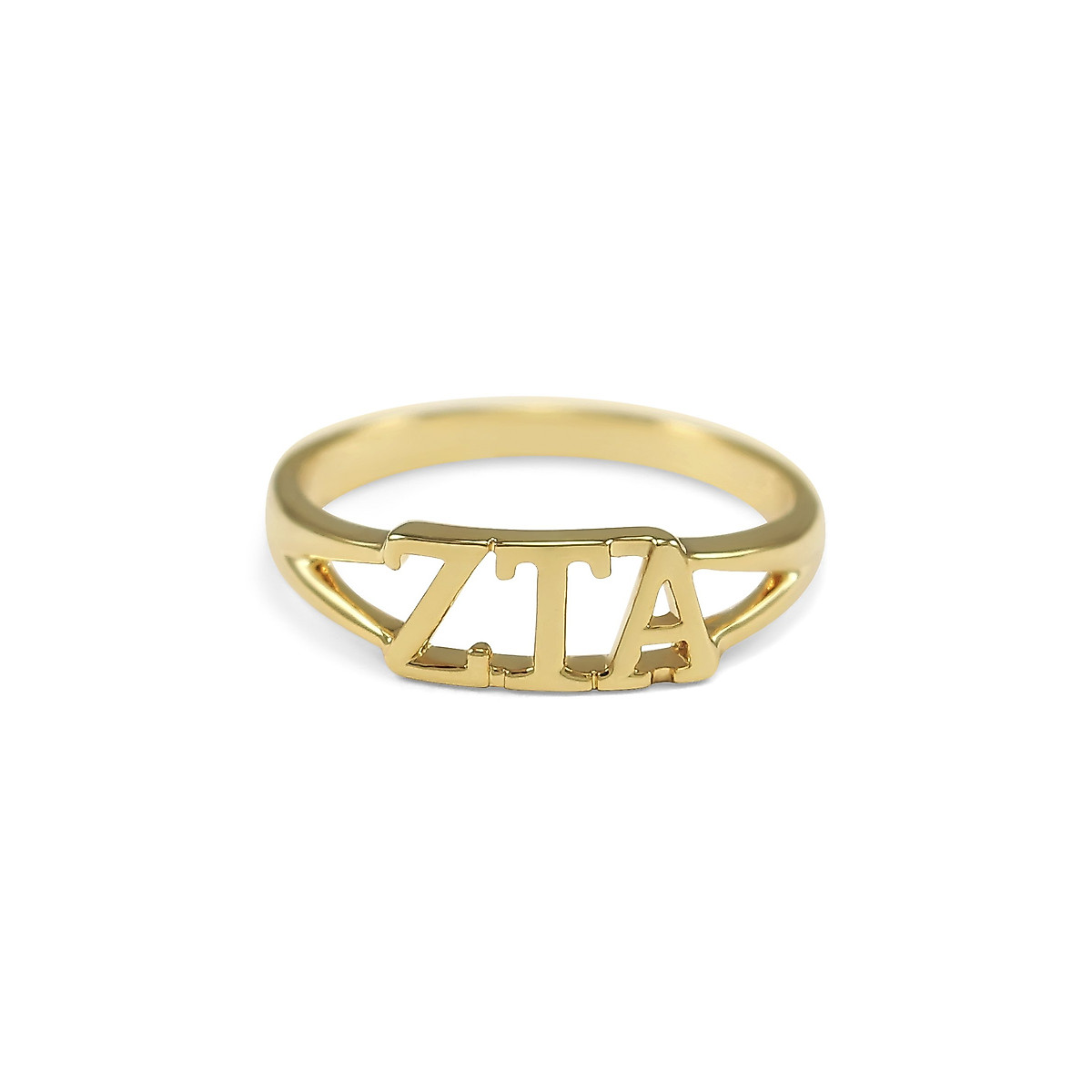 The Collegiate Standard Zeta Tau Alpha 14k Gold Plated Sorority Ring with Greek letters (5.0)