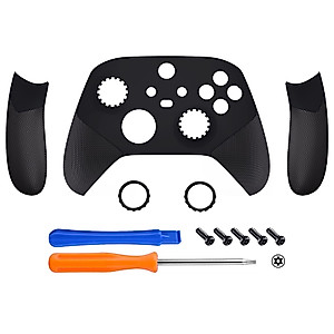 eXtremeRate ASR Version Performance Rubberized Side Rails Grips Shell for Xbox Series X & S with Accent Rings, Black Redesigned Grip Handles Faceplate for Xbox Core Controller [Controller Excluded]
