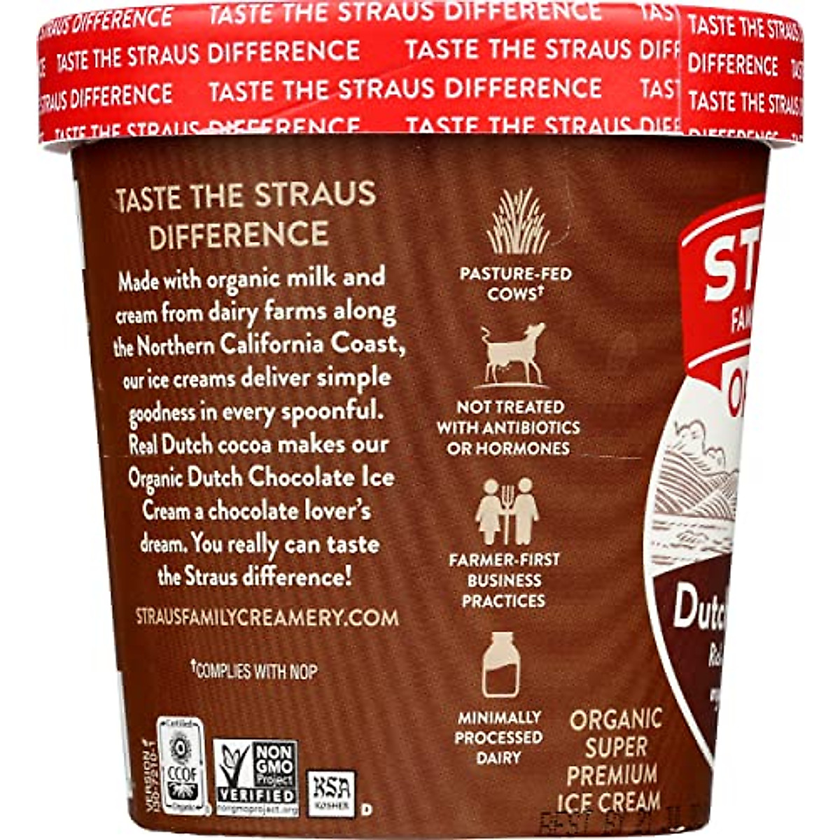 Straus Family Creamery, Organic Dutch Chocolate Ice Cream, 1 16 oz (Frozen)
