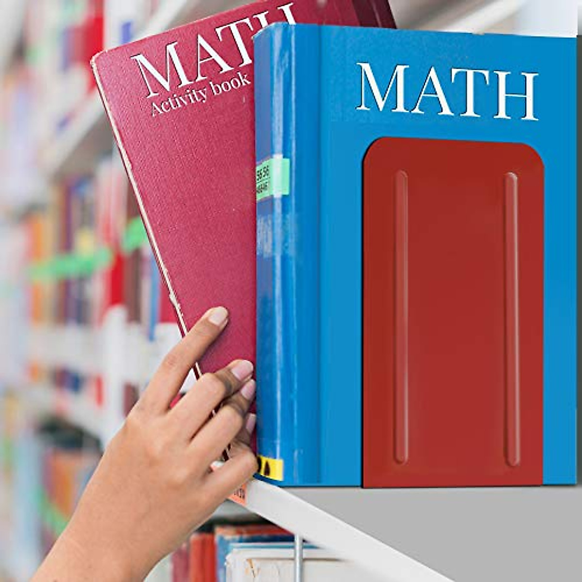 Acrimet Premium Metal Bookends (Heavy Duty) (Red Color) (1 Pair)