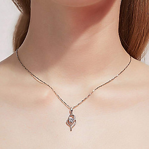 Silver Jewellery Set for Women, 925 Sterling Silver Heart Dangle Drop Earrings & 45cm Necklace Pendant Set, with White Cubic Zirconia, Jewellery for Mother Wife Girlfriend for Bridal Bridesmaid
