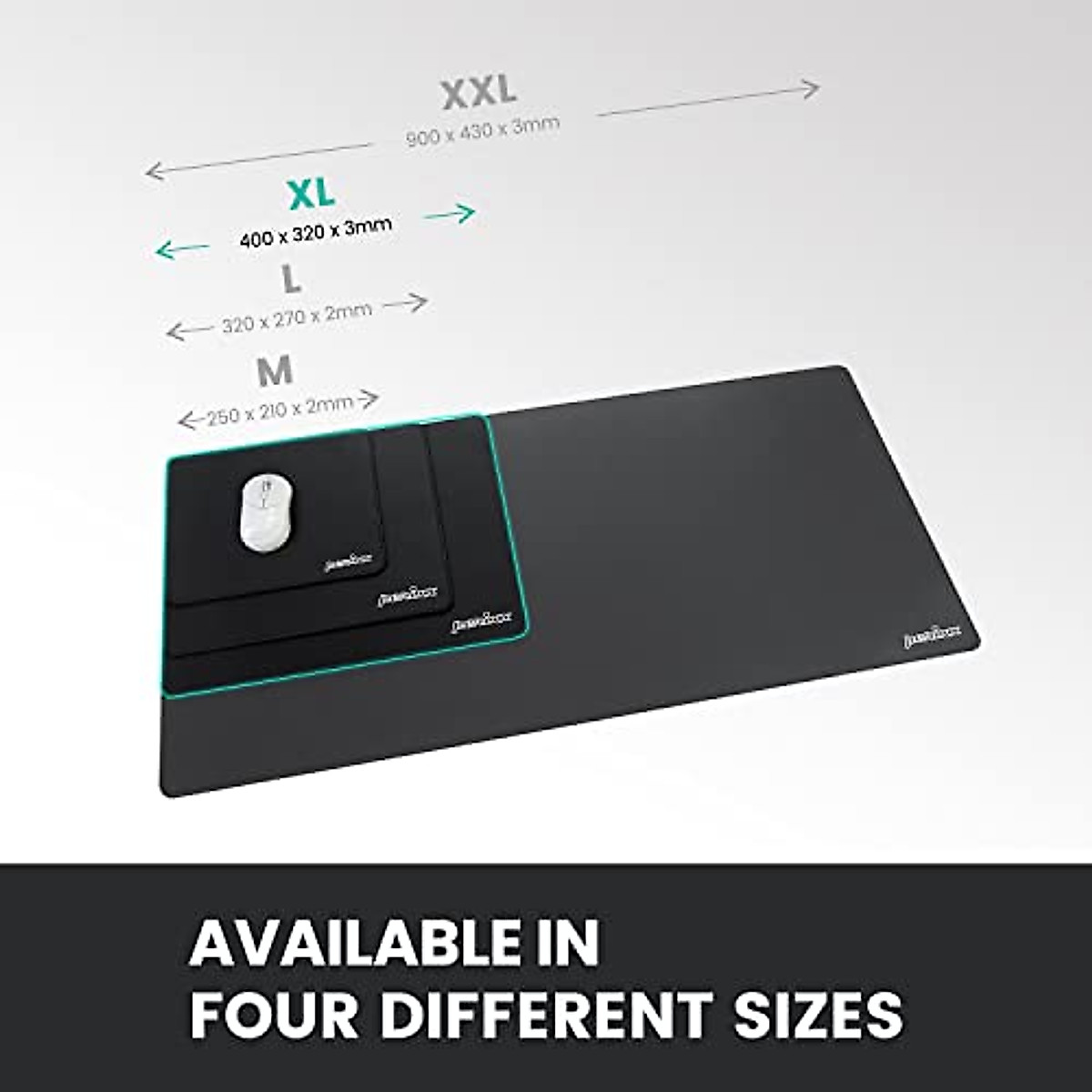 Perixx DX-1000XL Waterproof Gaming Mouse Pad with Stitched Edge - Non-Slip Rubber Base Design for Laptop or Desktop Computer - XL Size 15.75 x 12.6 x 0.12 Inches, black