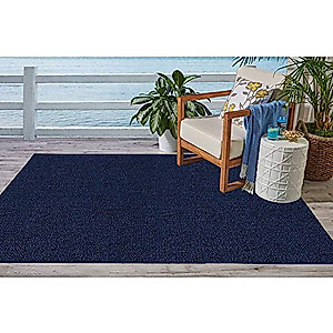 Ambiant Saturn Collection Solid Color Indoor Outdoor Area Rugs Navy - 3' x 5'
