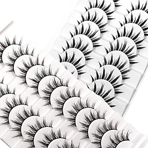 Manga Lashes, Anime Lashes Natural Look Wispy Soft Lashes Look Like Clusters 10 Pairs Pack