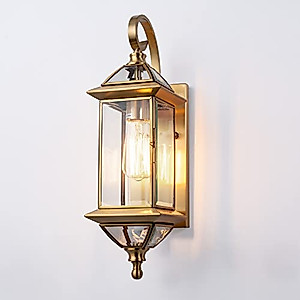 GAZELIGHTING Copper Outdoor Lights Wall Mount 18.5" H Porch Light Oil Rubbed Brass Exterior Light Fixture with Clear Glass,Outside Lighting for Patio, Garage, Frontdoor 1 Pack,Bulb Not Included