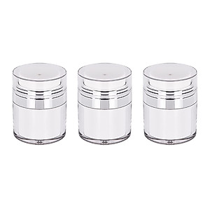 GSHLLO 3 Pcs 15g Airless Pump Jars Empty Cosmetic Jars Makeup Lotions Creams Travel Container Refillable Vacuum Bottles Portable Lotion Dispenser