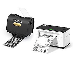 MUNBYN Identity Theft Protection Roller Stamp with a Box Opener, Shipping Label Printer