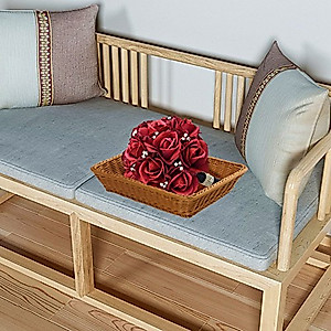 WEVOGTY 17.7" Poly-Wicker Bread Basket,Woven Tabletop Food Fruit Vegetables Serving Basket, Restaurant Serving,Brown (3 PACKS)