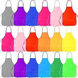 KUUQA 24 Pack 12 Colors Kids Art Aprons Children Painting Aprons Art Smocks for Craft, Kitchen, Classroom