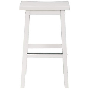Amazon Basics Solid Wood Saddle-Seat Kitchen Counter Barstool, 29-Inch Height, White - Set of 2