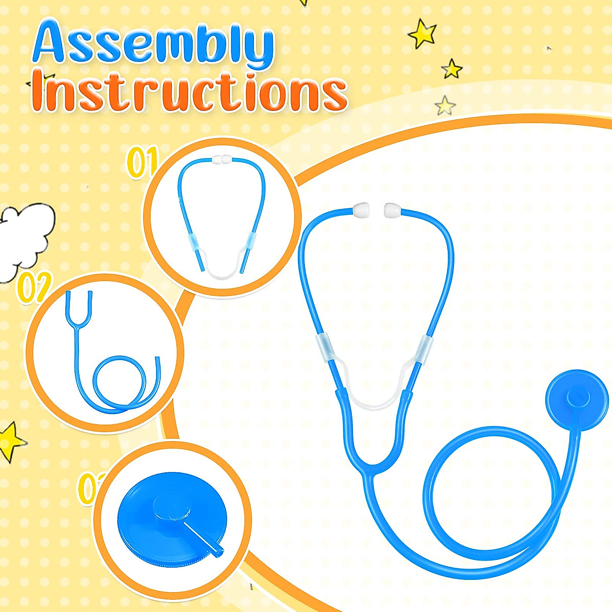 30 Pack Kids Stethoscope Toy Disposable Stethoscope Bulk Real Working Nursing Doctor Stethoscope Nurse Pretend Game Costume Accessories for Kids (Blue)