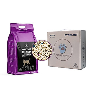 Streyant Mixed Cat Litter, Quick Clumping, Deodorize, Flushable, Dust Free & Unscented for Kitty 6LBs / Pack