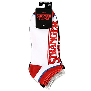 Bioworld Stranger Things Logos Casual Ankle Socks for Men 5-Pack