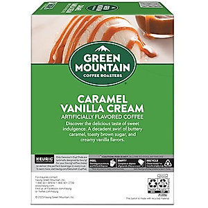 Green Mountain Coffee Roasters Caramel Vanilla Cream Coffee, Keurig Single-Serve K-Cup pods, Light Roast, 96 Count (4 Packs of 24)