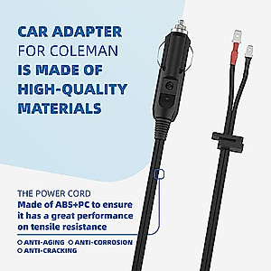 Upgrade 12V Thermoelectric Cooler Power Cord Adapter Replacement for Coleman Thermoelectric Cooler, for Coleman Electric Cooler Adapter, 8 ft Cooler Cord w/Fuse, Plug-in Car Cooler Power