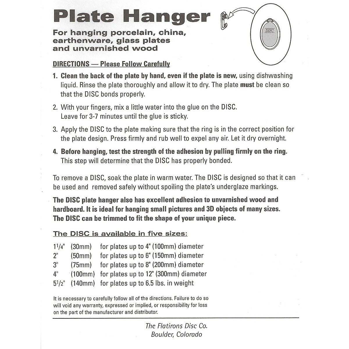 Flatirons Disc Adhesive Plate Hanger Set (6-2 Inch Hangers)