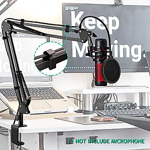 QuadCast Mic Arm Boom Stand, Adjustable Suspension Boom Scissor Microphone Arm Stand for HyperX QuadCast, QuadCast S-RGB USB Condenser Microphone by Rigych