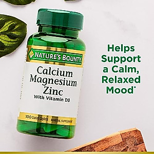 Nature's Bounty Calcium Magnesium Zinc with Vitamin D3 Caplets - 100 Count - Bonus: AM-PM Small Pocket Mini Pill Case