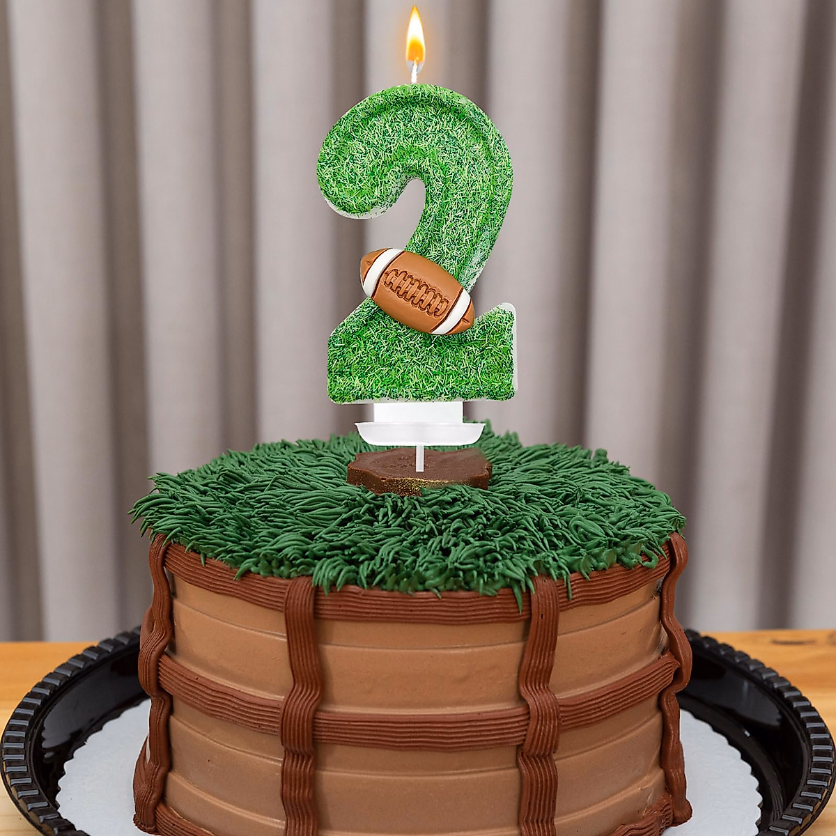laackys Football Party Decorations Birthday Candles Number Cake Candles Green Football Field Cake Decoration Party Anniversary Decoration, Suitable for Football Birthday Theme, Party (2)