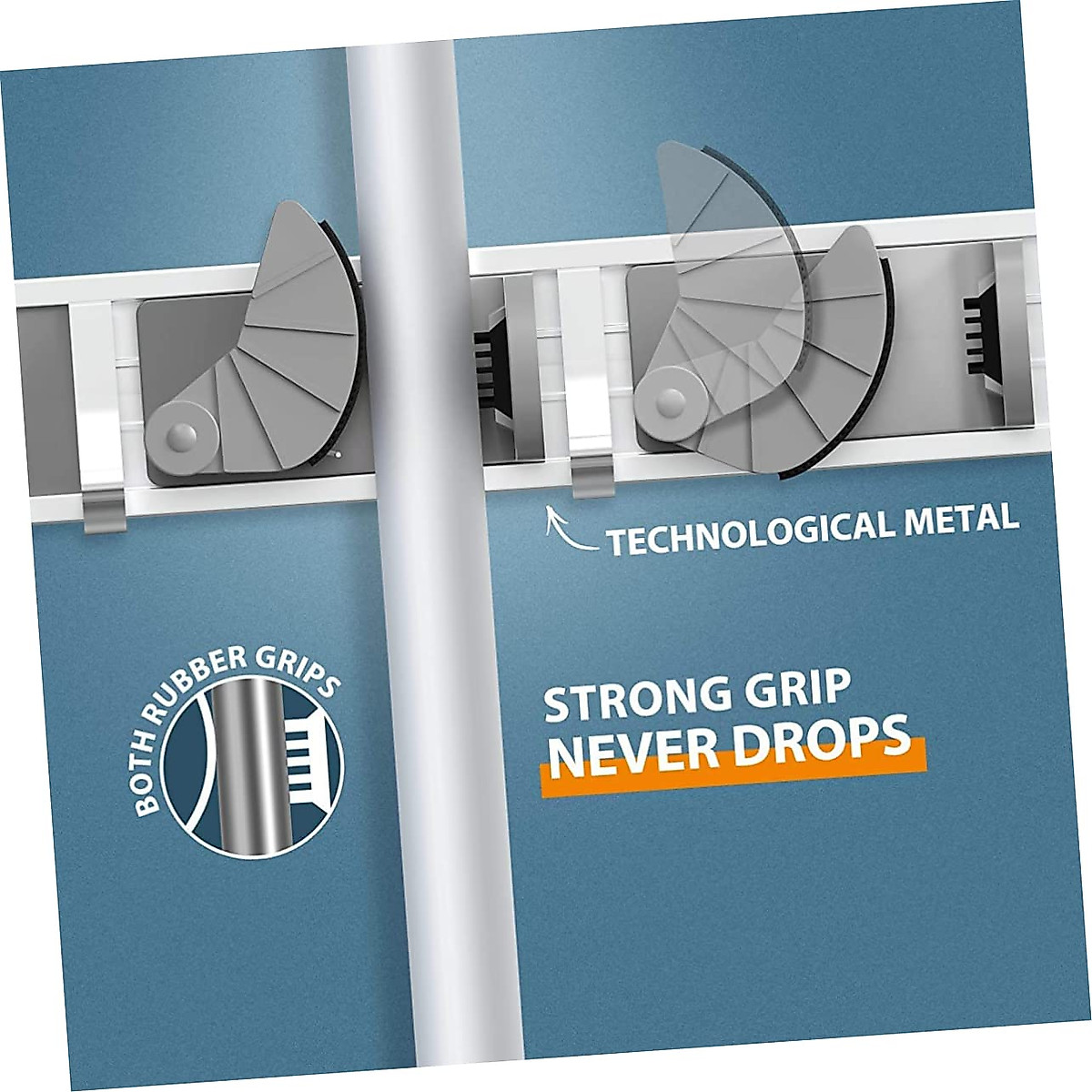 Housoutil Wall Hanging Hooks Alumimum Mop Rack Rail Rack Abs Heavy Metal Coat Hanger