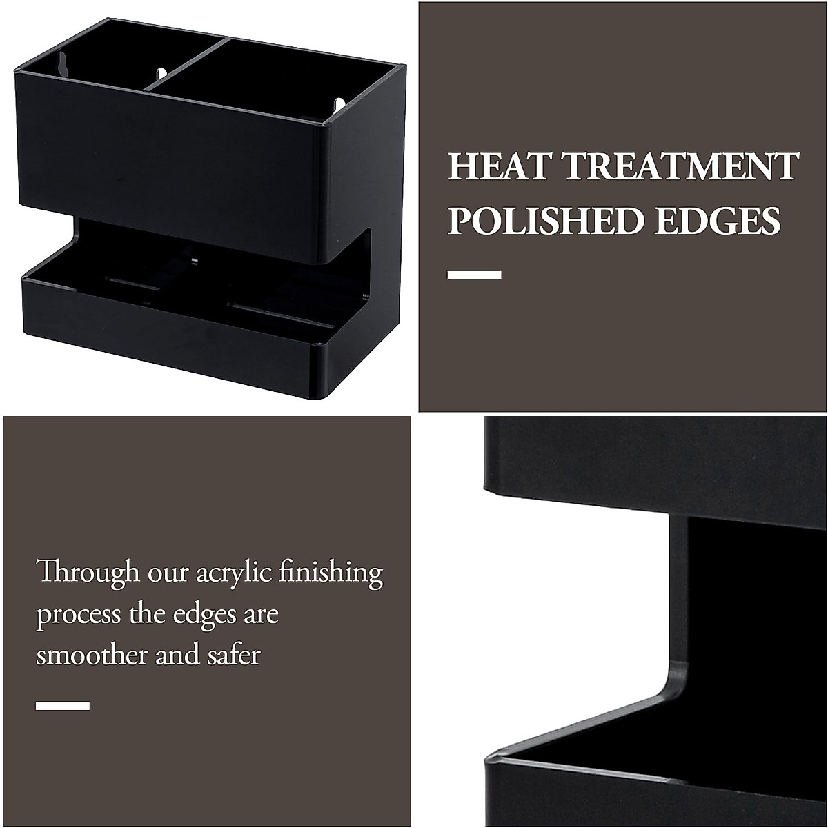 MyGift Premium Black Acrylic Wall Mounted Hair Styling Tools and Accessories Holder with 2 Slots, Salon Hot Tool Organizer Rack for Blow Dryer Straightener Curling Iron