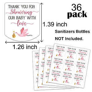 Hand Sanitizer Labels Thank You for Showering Our Little One with Love Stickers, Baby Shower Favor Stickers, Baby Shower Party Favors for Girl.