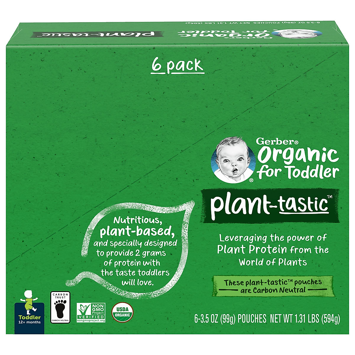 Gerber Organic for Toddler Plant-Tastic Pouches Variety Pack (6 CT (Pack of 1), Banana Berry)