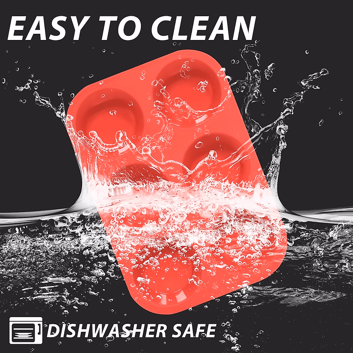 Anaeat Silicone Muffin Pan - 6 Cups Non-Stick Cupcake Molds, Food Grade Silicone Baking Tray for Making Egg Muffin, Cupcake, Quiches, Tart and Desserts, Reusable Muffin Tin Just Pop Out (2 Pack)