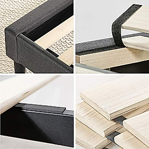 ZINUS Shalini Upholstered Platform Bed Frame / Mattress Foundation / Wood Slat Support / No Box Spring Needed / Easy Assembly, Dark Grey, King