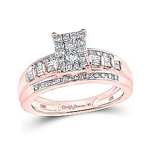 10kt Rose Gold Round Diamond Cluster Bridal Wedding Engagement Ring 1/2 Cttw