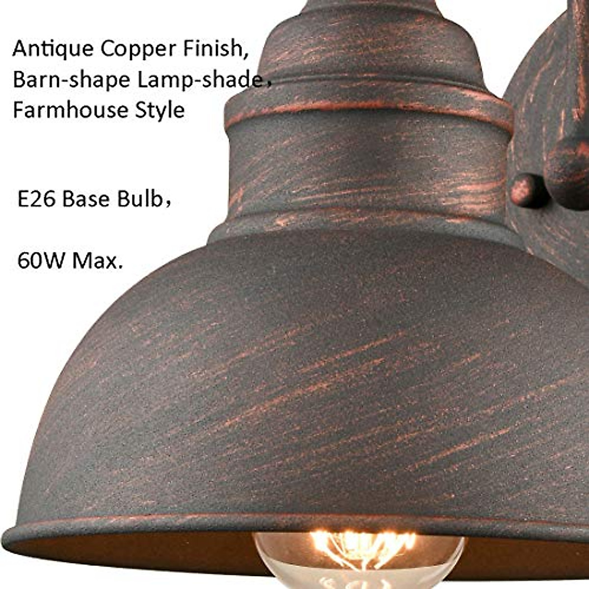 DIRYZON EUL Rustic Gooseneck Wall Sconce Outdoor/Indoor Farmhouse Porch Light 1-Light Barn Bedside Wall Light in Antique Copper Finish for Patio Front Door