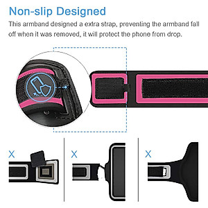 iPhone 8 Plus, 7 Plus Armband, JEMACHE Gym Running Workout Exercise Pouch Phone Holder Arm Band Case for iPhone 6/6S/8/7 Plus Support Touch ID Access (Rosy)