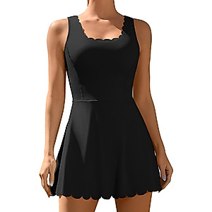 ATTRACO Women's Workout Dress with Shorts Pockets Golf Skirt Sport Exercise Outfits Black M